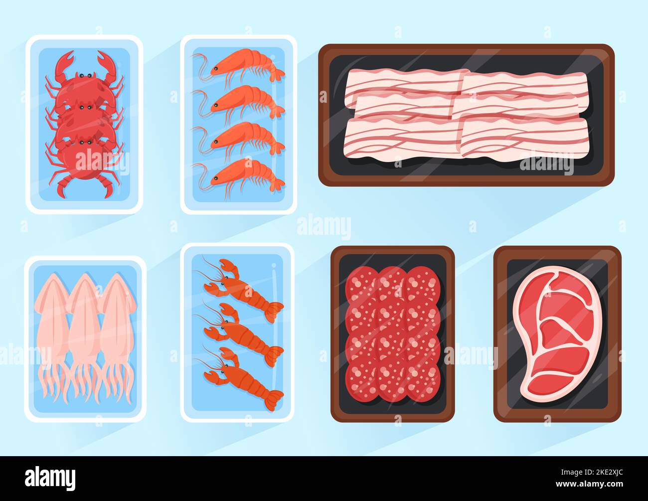 Frozen Food Store with Products Vacuumed using Foil and Pouch Packaging ...