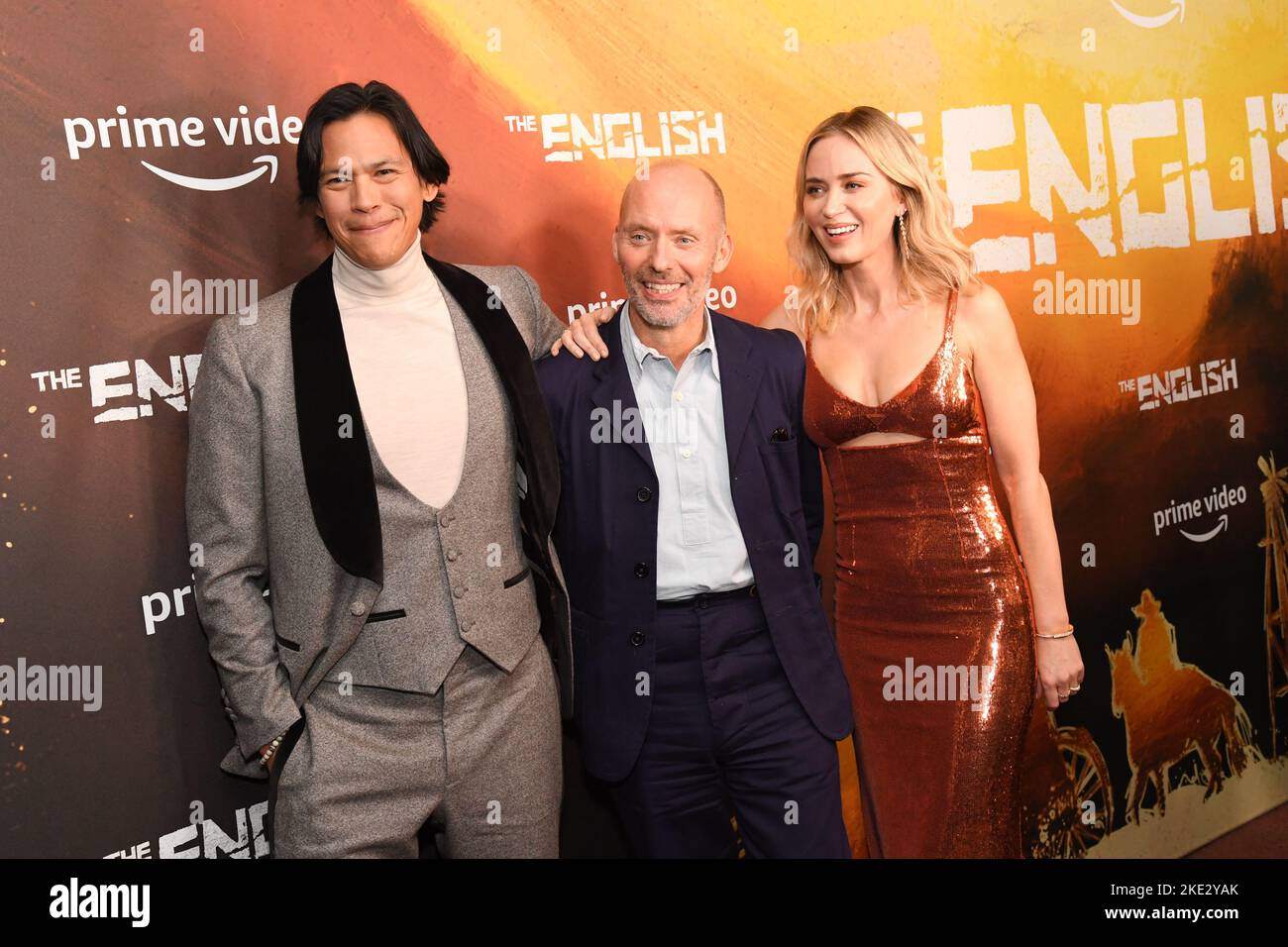 New York, NY, November 9, 2022. Chaske Spencer, Hugo Blick and Emily ...