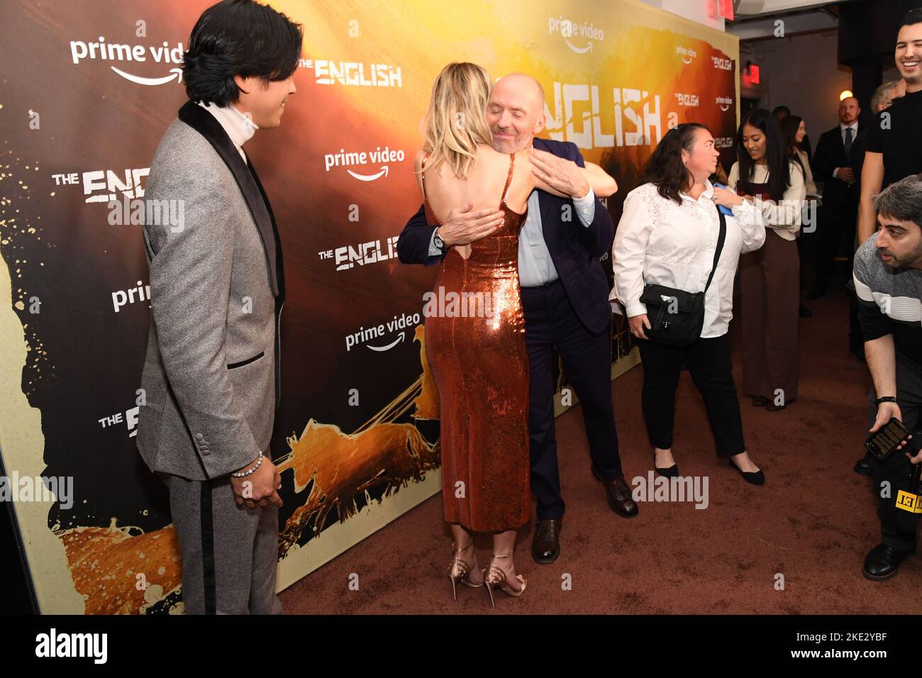 New York, NY, November 9, 2022. Chaske Spencer, Hugo Blick and Emily ...