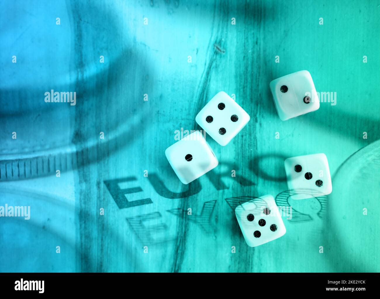 Numbered plastic pieces. Board game called dice Stock Photo - Alamy