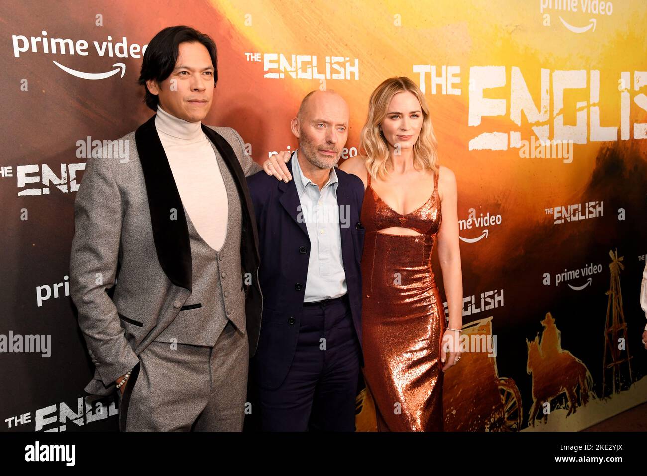 New York, USA. 09th Nov, 2022. Chaske Spencer, Hugo Blick and Emily ...