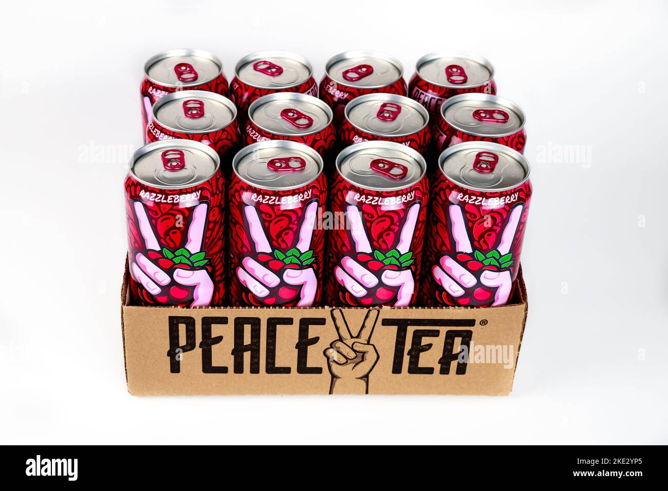 A pack of Peace tea cans from Coca-Cola with natural flavor Stock Photo ...