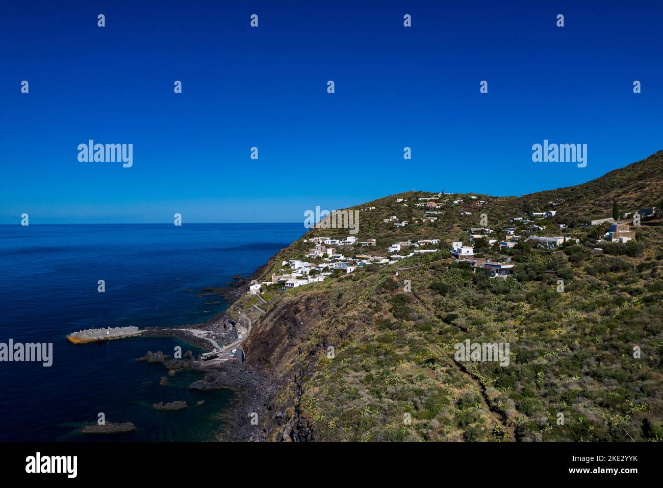 Aerial View, Ginostra , Stromboli island, Mediterranean sea, Sicily ...