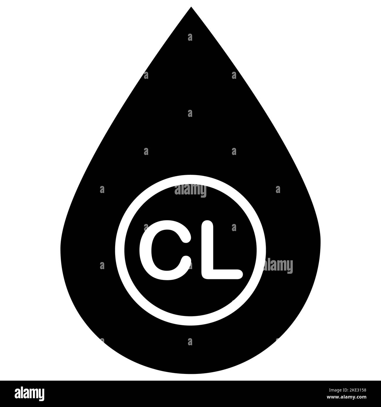 Drop With Chlorine Icon On White Background Water Containing Chlorine Sign Drop Water