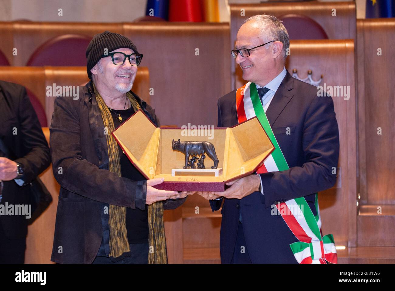 Italian singer Vasco Rossi and Mayor of Rome Roberto Gualtieri during ...