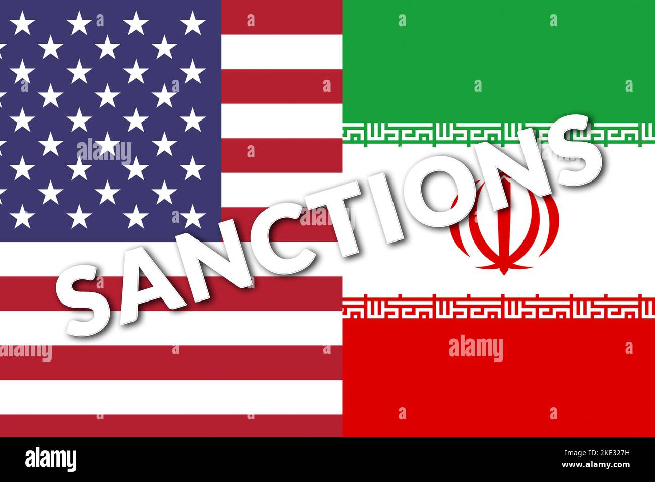 Defocus Iran sanctions concept. Iranian flag, concept on the topic of ...