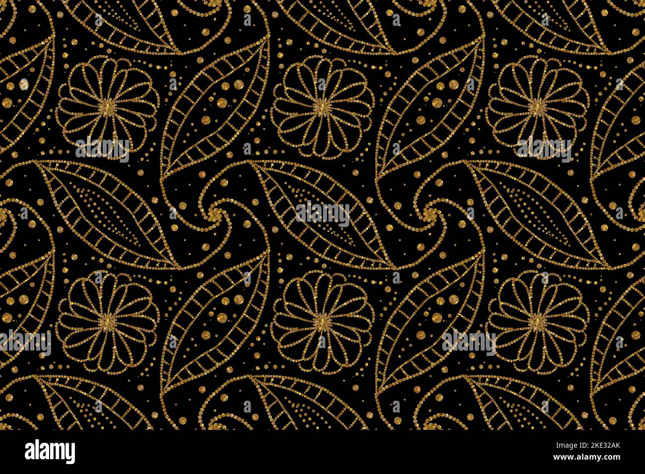 seamless rich and elegant floral pattern in gold glitter texture ...