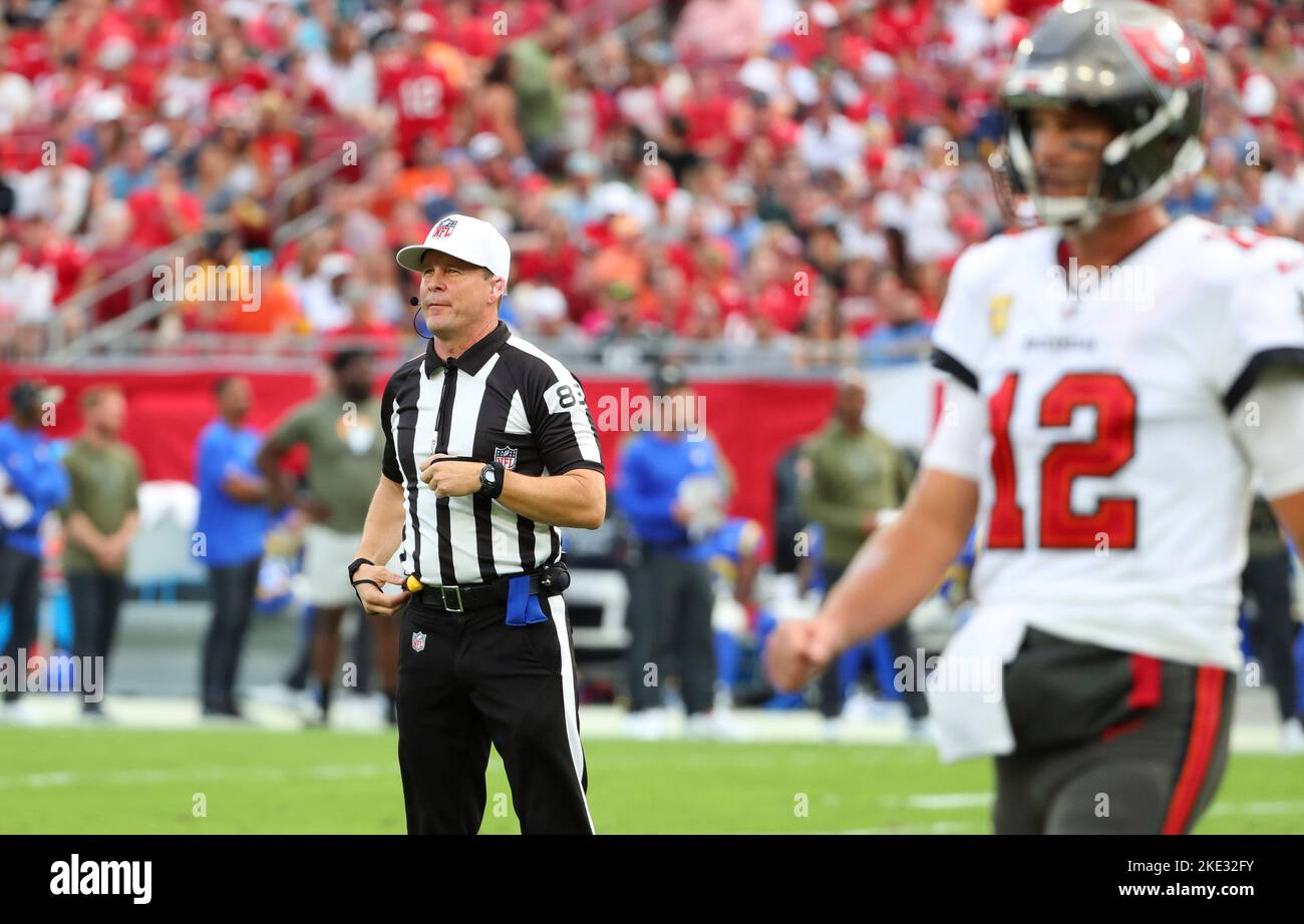 Nov 6, 2022; Tampa, FL USA; Referee Shawn Hochuli (83) makes a call ...