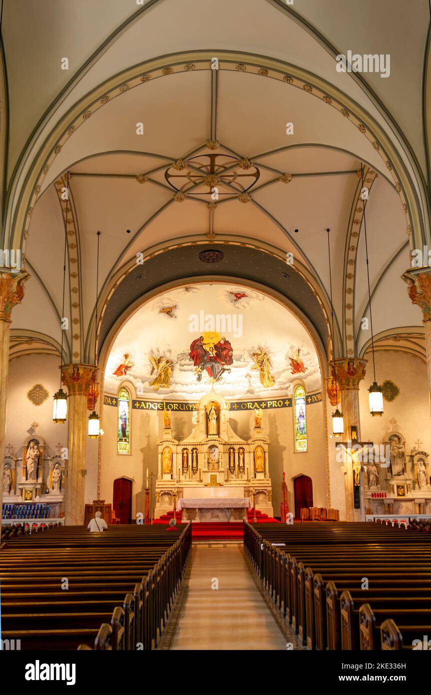 Interior view of Holy Angel's Catholic Church in Buffalo New York in ...