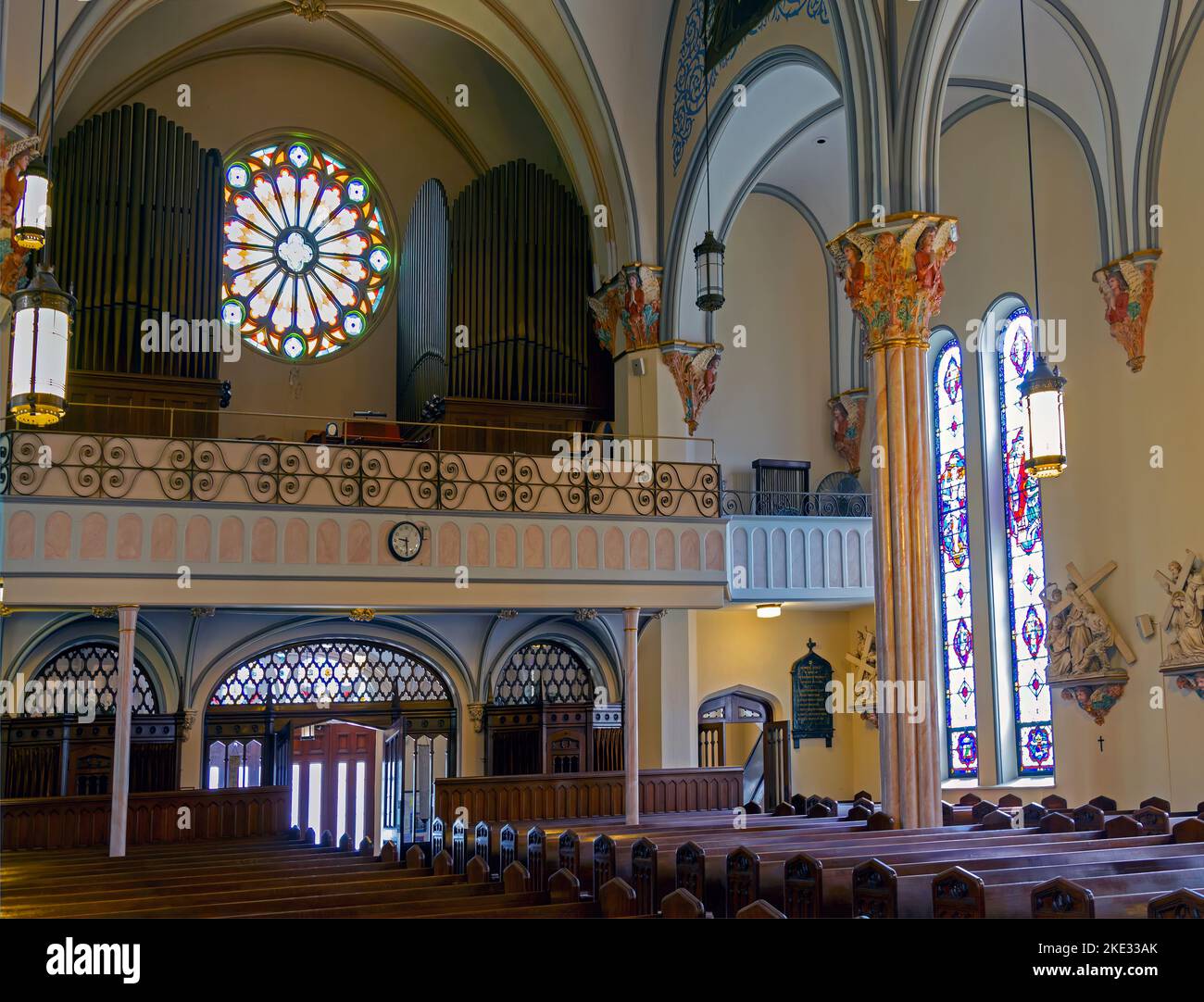 The interior of Holy Angels Church, a Roman Catholic Church with a rich ...