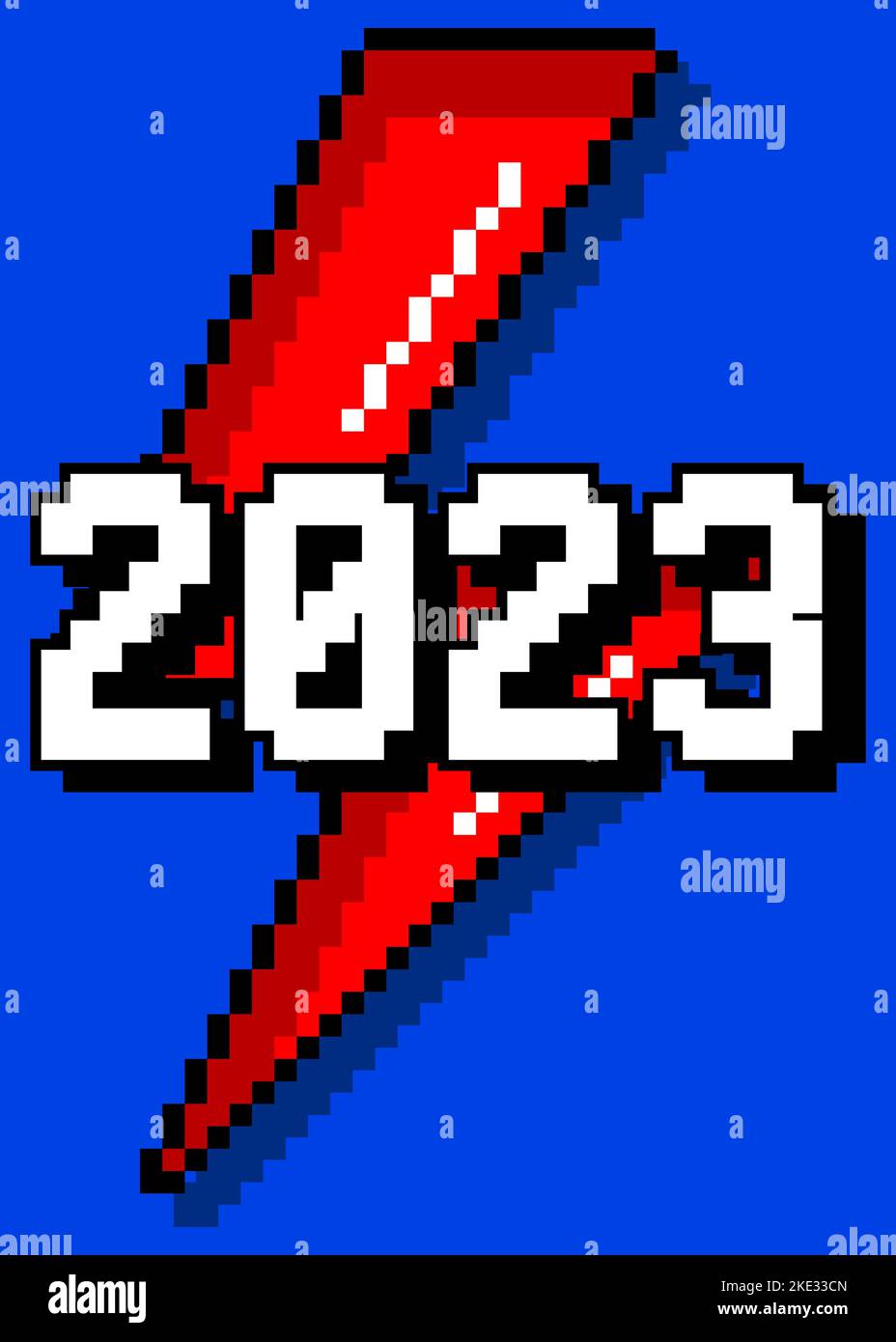 2023. Pixelated number with geometric graphic background. Vector ...