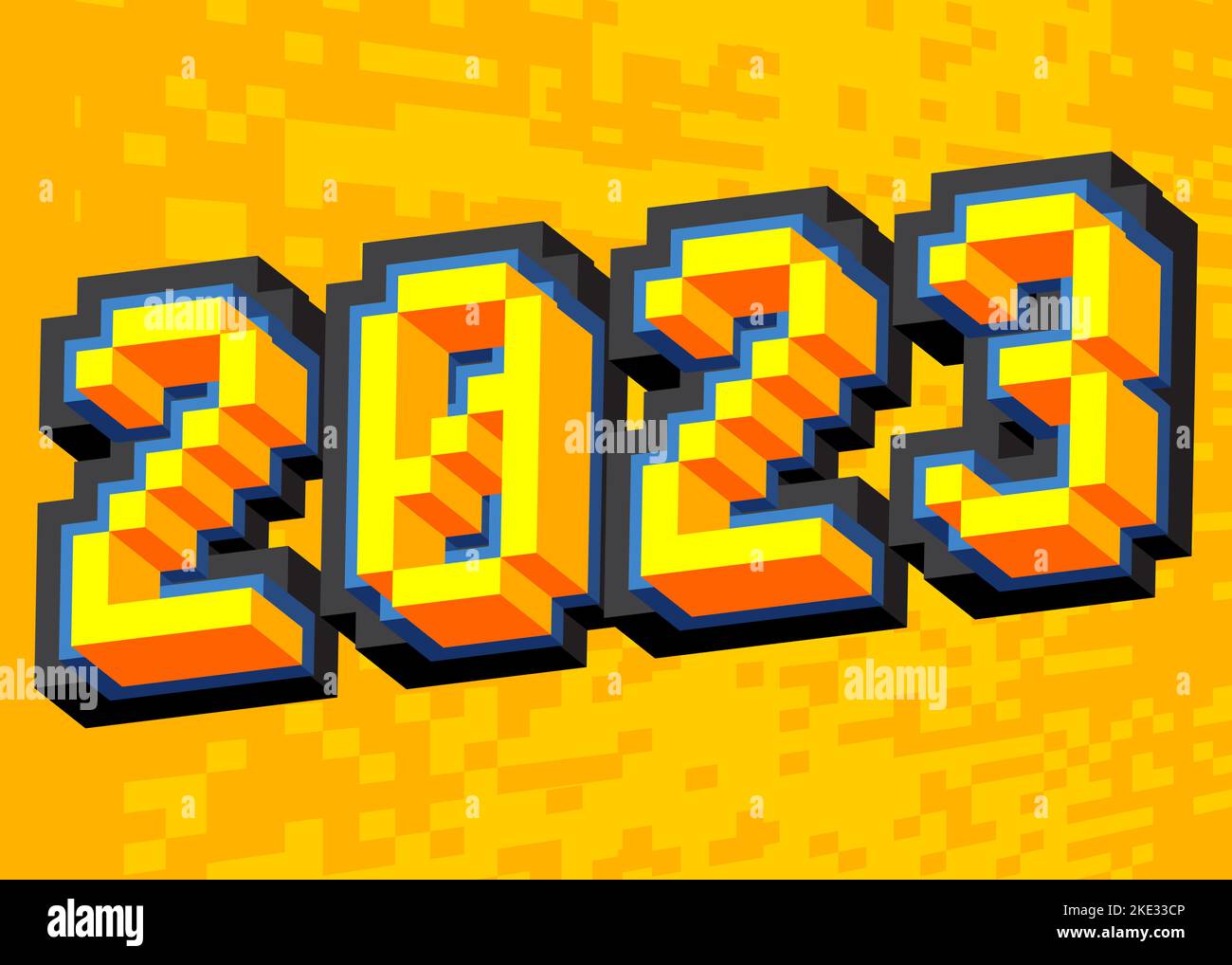 2023. Pixelated number with geometric graphic background. Vector ...
