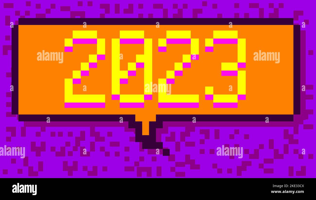 2023. Pixelated number with geometric graphic background. Vector ...