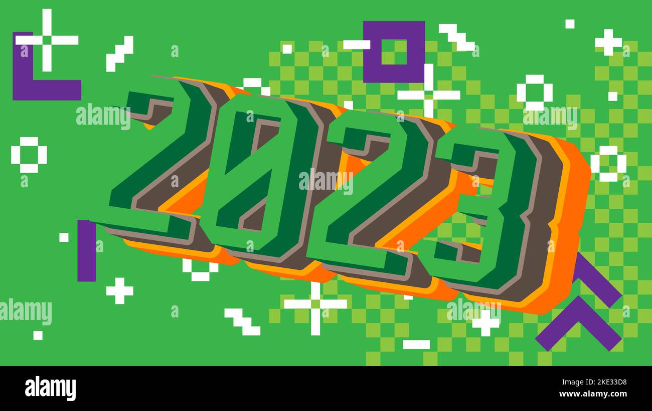 2023. Pixelated number with geometric graphic background. Vector ...