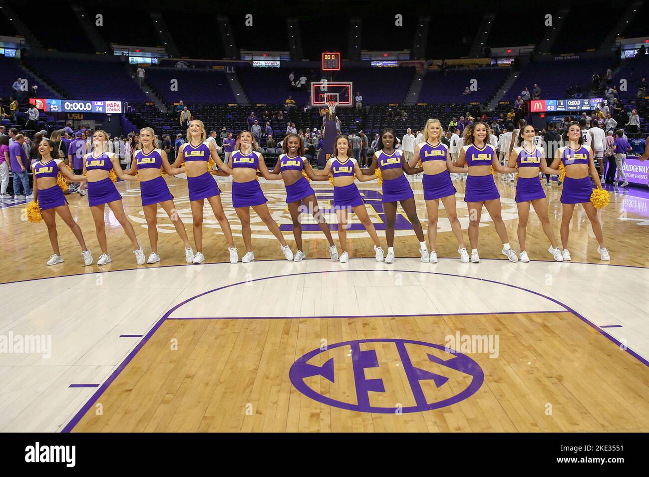 Baton Rouge, LA, USA. 9th Nov, 2022. The LSU Tiger Girls sing the Alma ...