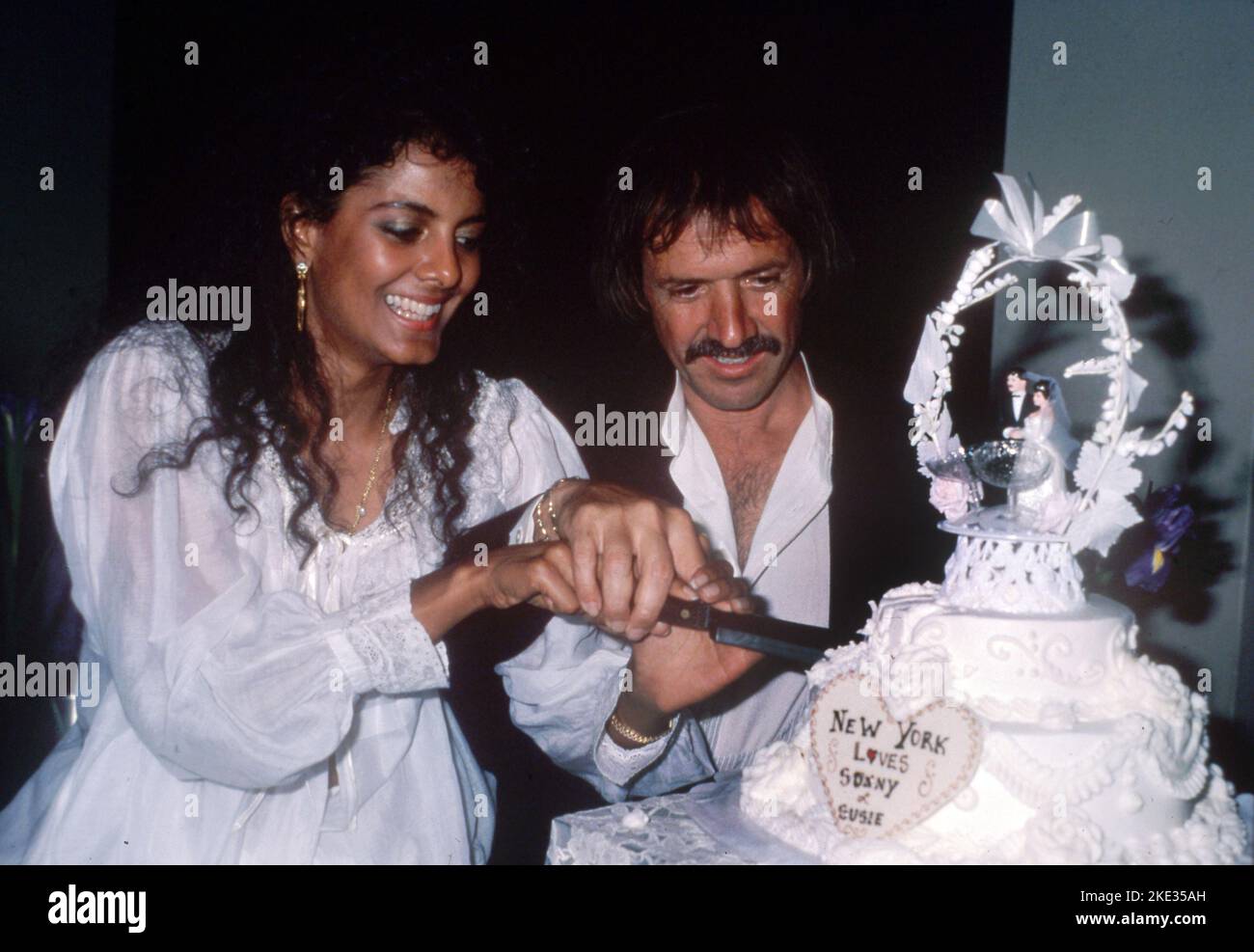 Sonny Bono and and Susie Coelho at their wedding 1981 Credit: Ralph ...
