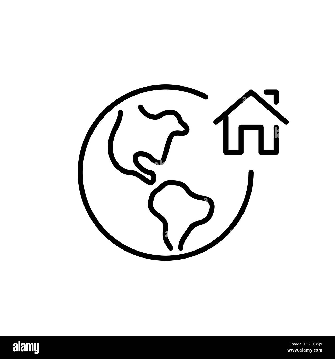 Home icon on Earth globe. User location icon. Pixel perfect, editable ... Home icon on Earth globe. User location icon. Pixel perfect, editable ...
