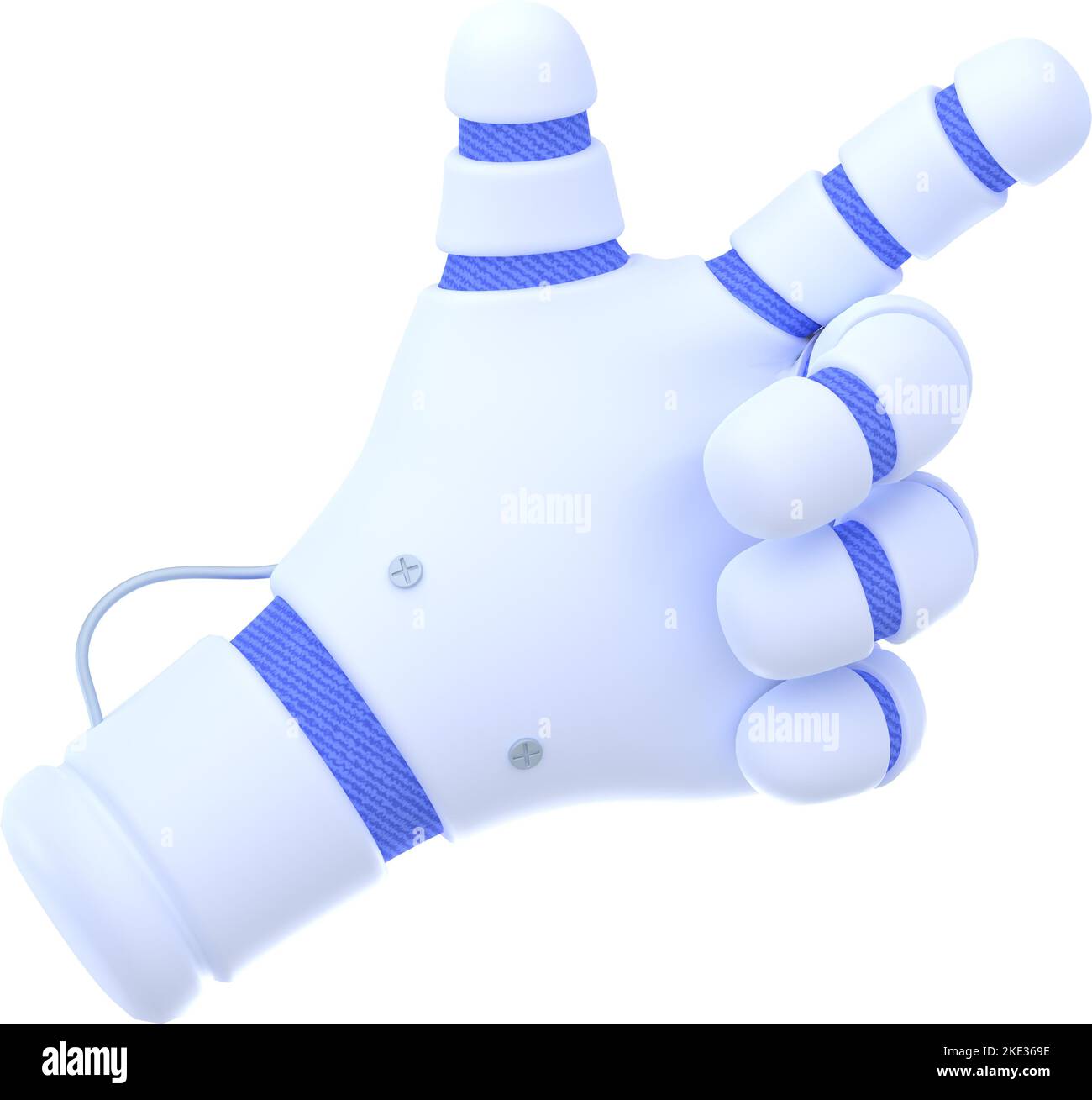 3D illustration of robotic hand pointing finger up isolated on white ...