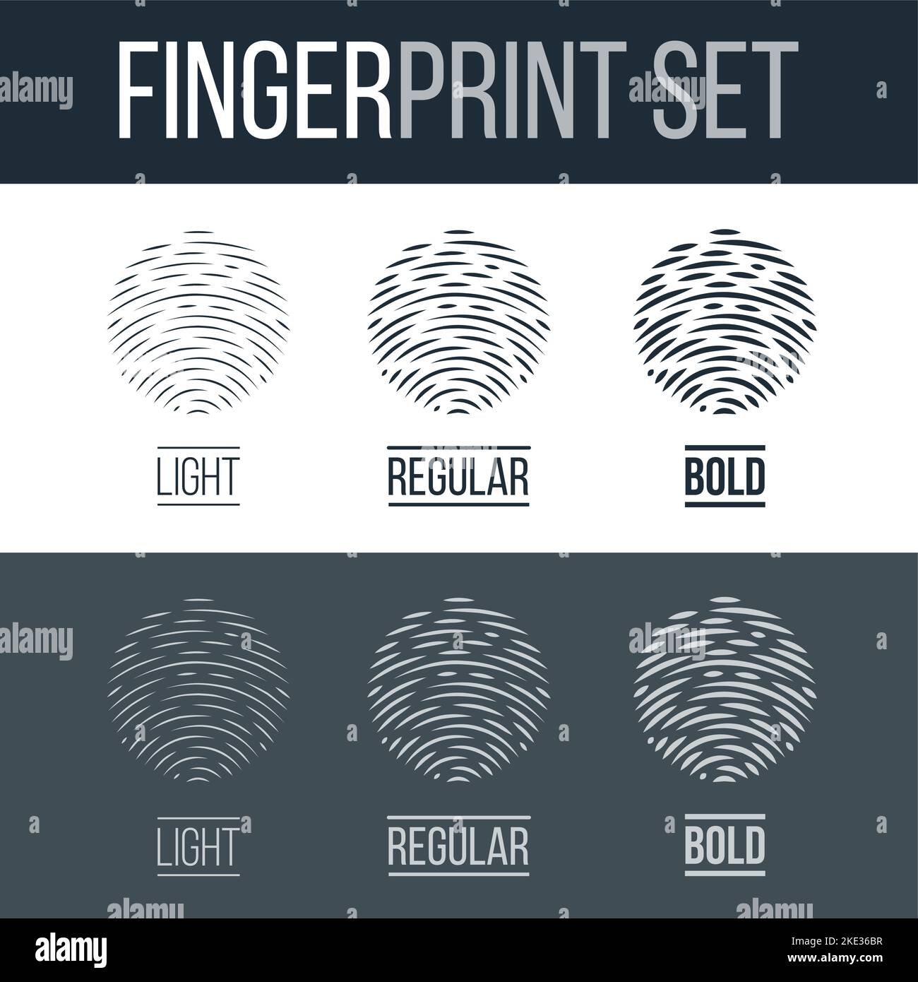 Abstract Fingerprint Icons Set Sci Fi Future Identification