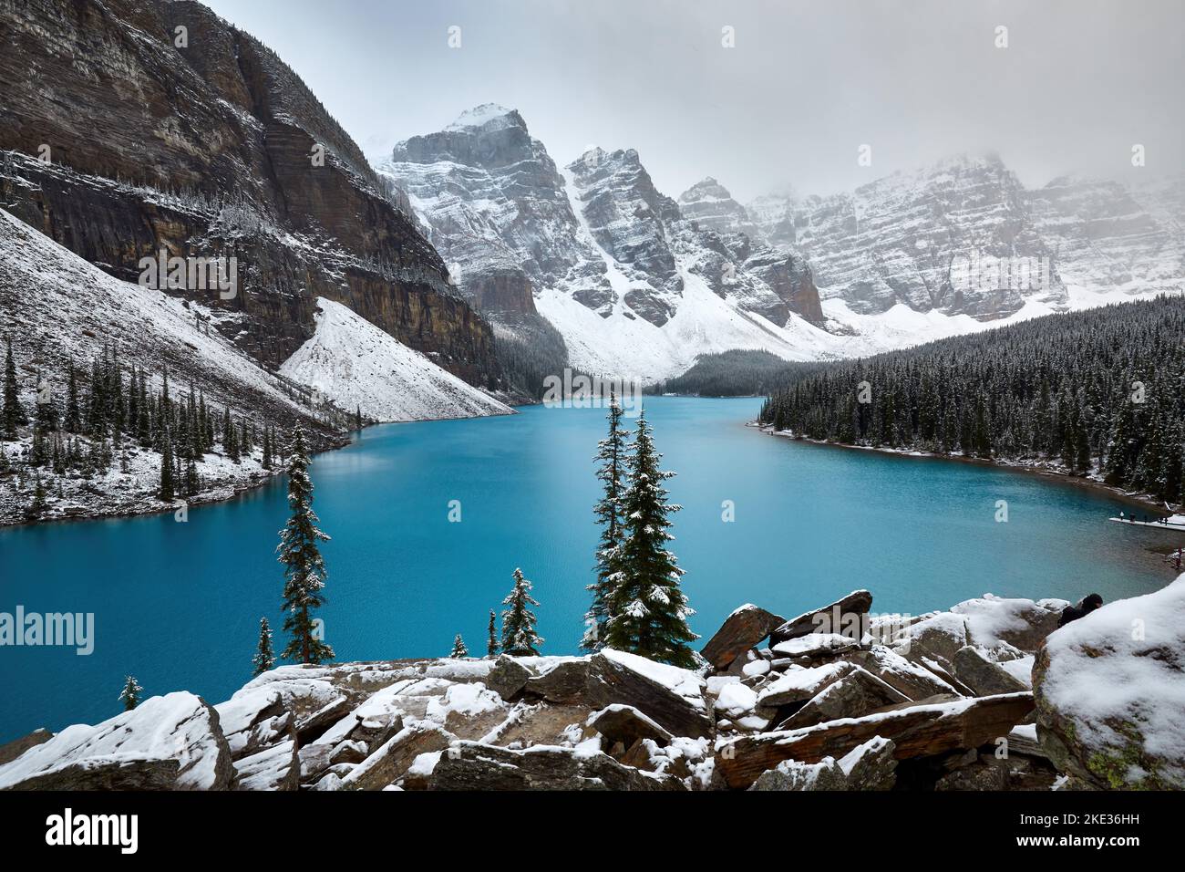 Winter snow moraine lake banff hi-res stock photography and images - Alamy
