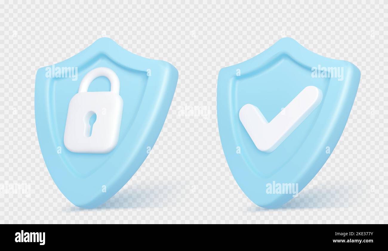 3d Render Shield With Padlock And Tick Sign Concept Of Privacy Good
