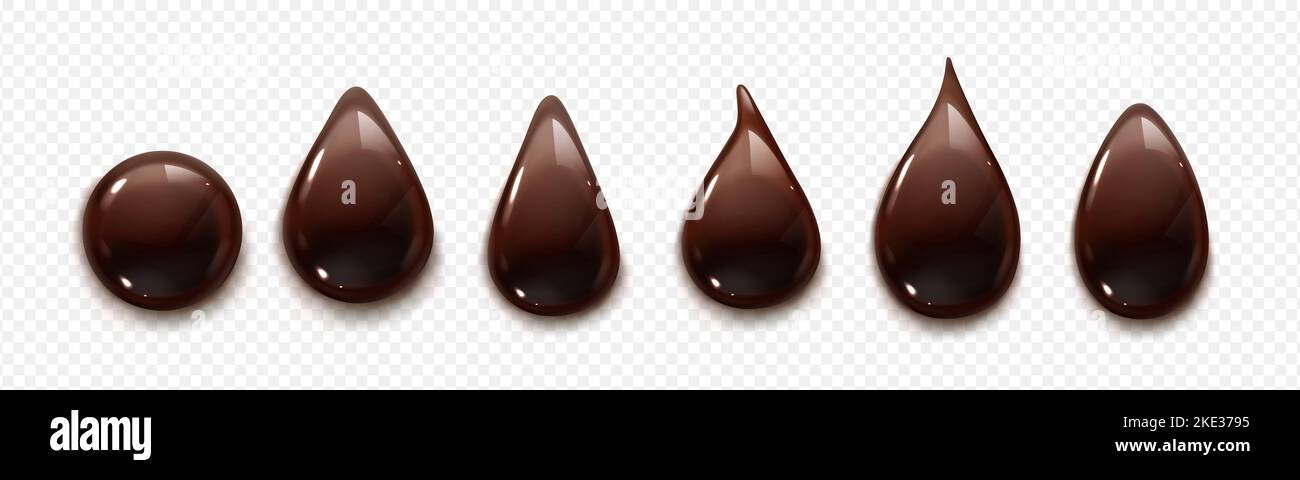 Realistic set of liquid chocolate drops and blots png isolated on ...