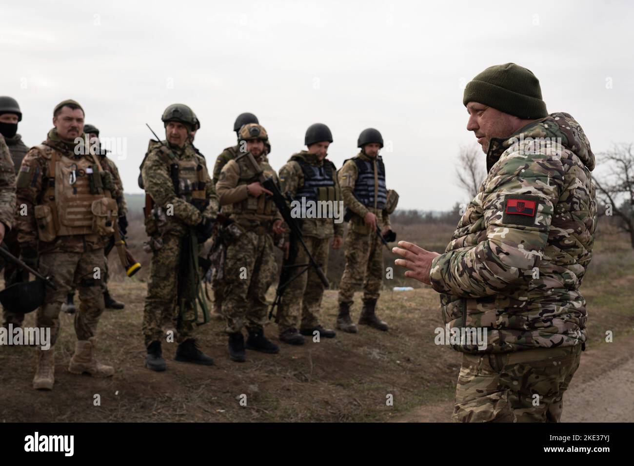 A commander from the 63 brigade was seen giving a debriefing after ...