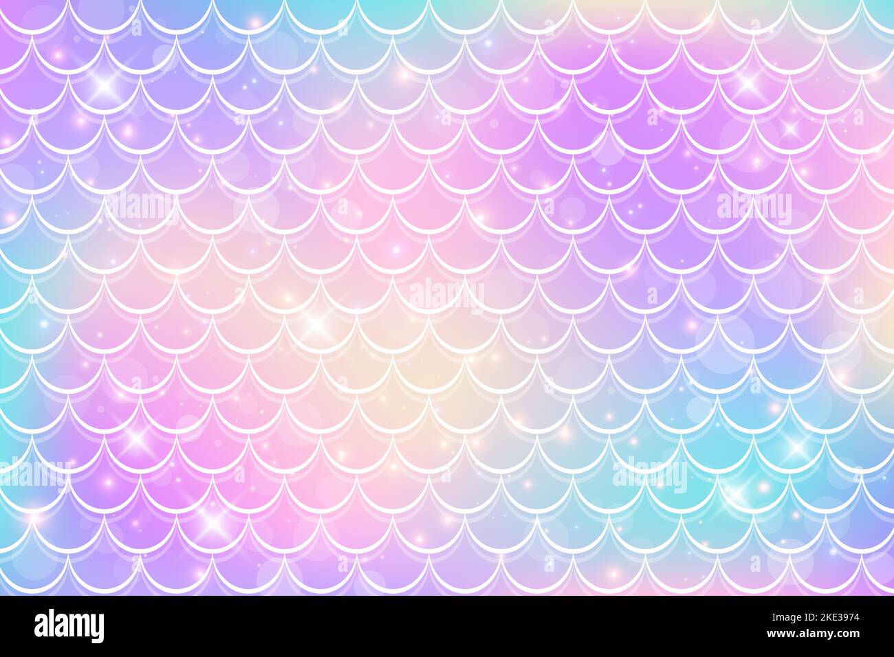 Mermaid holographic background with scale and stars. Iridescent glitter ...