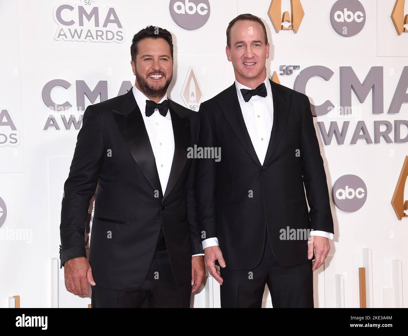 Luke Bryan and Peyton Manning arriving at the 56th Annual Country Music ...