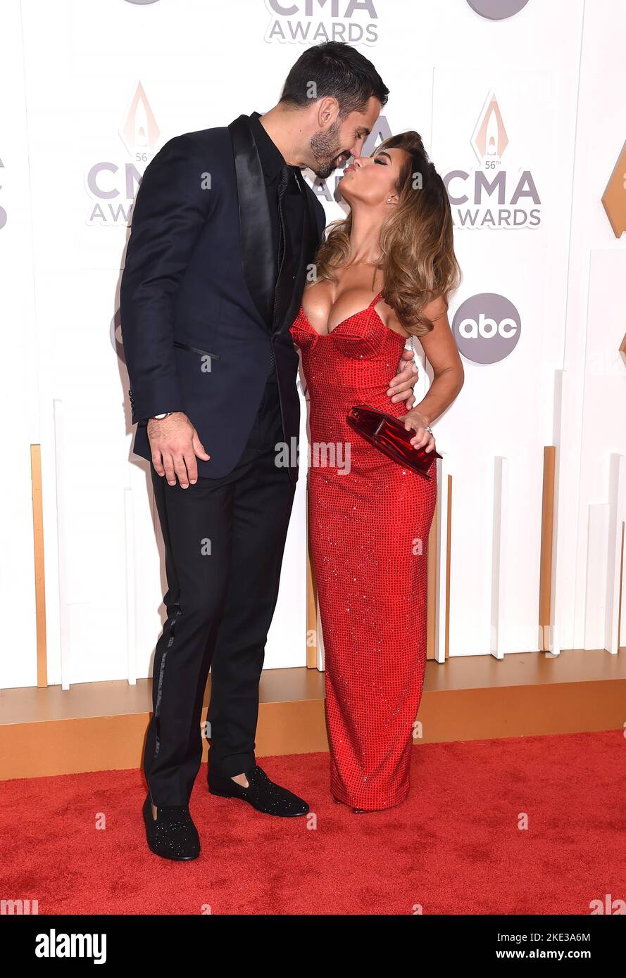 Eric Decker and Jessie James Decker arriving at the 56th Annual Country ...