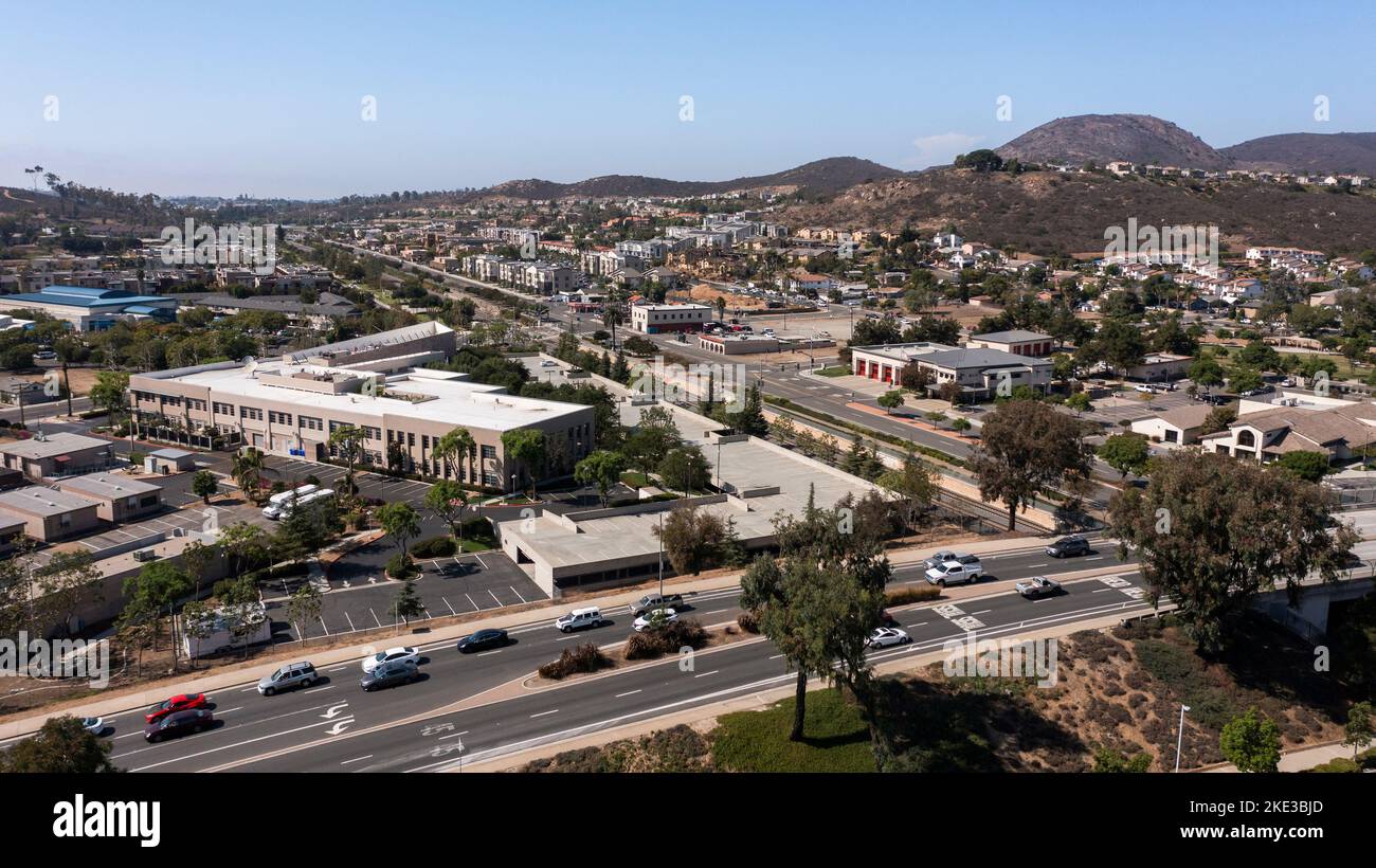 Daytime view of the downtown skyline of San Marcos, California, USA ...