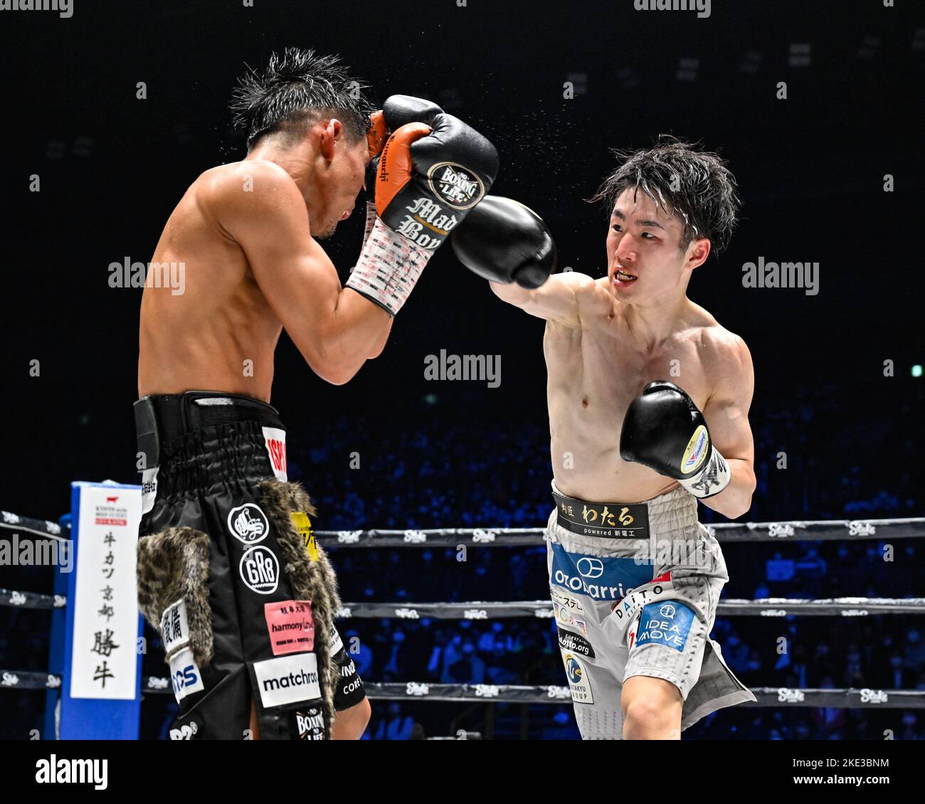 Saitama, Japan. 1st Nov, 2022. WBC light flyweight champion Kenshiro Teraji (white trunks) and ...