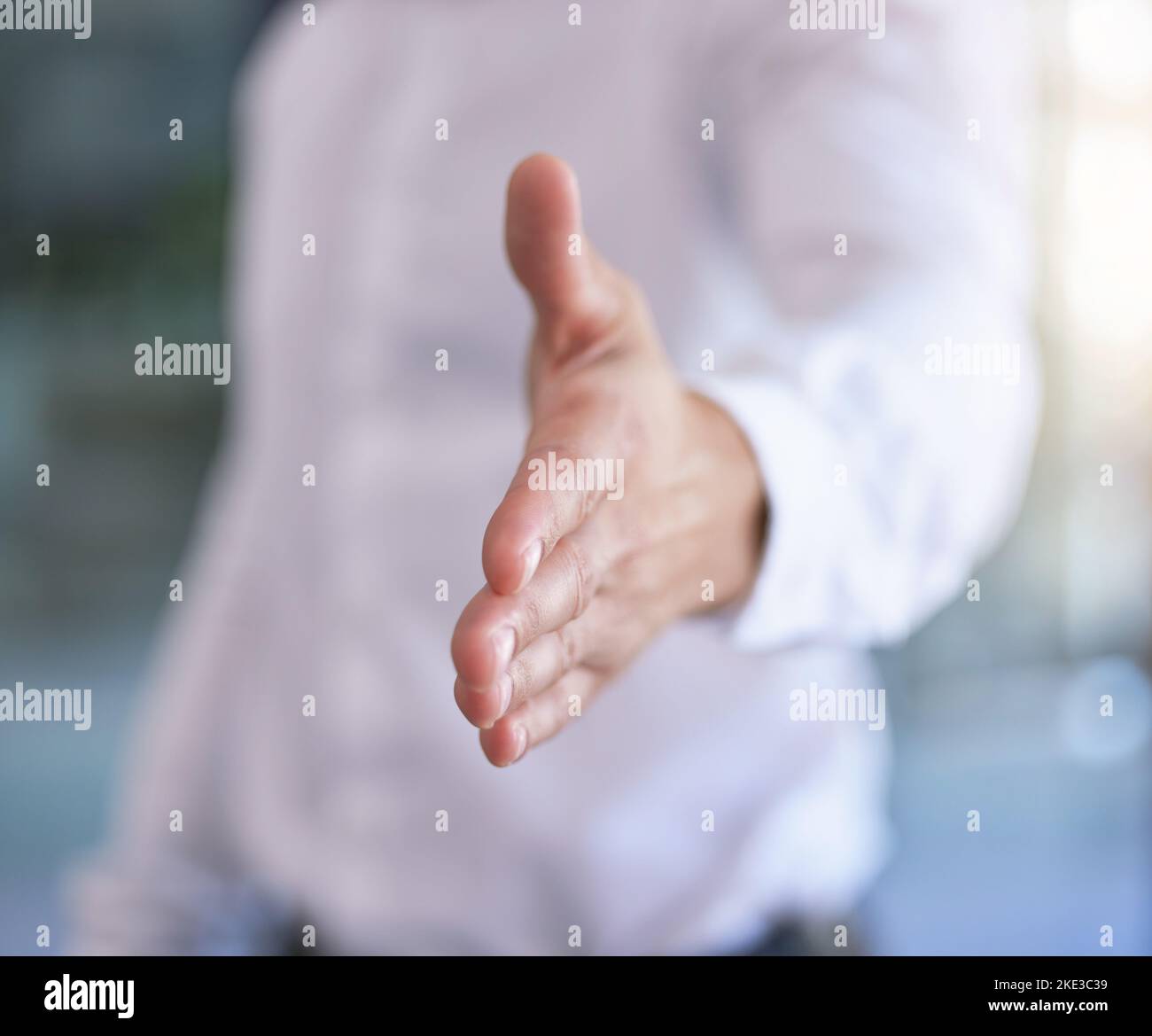 Handshake, deal and welcome with a business man offering his hand in ...