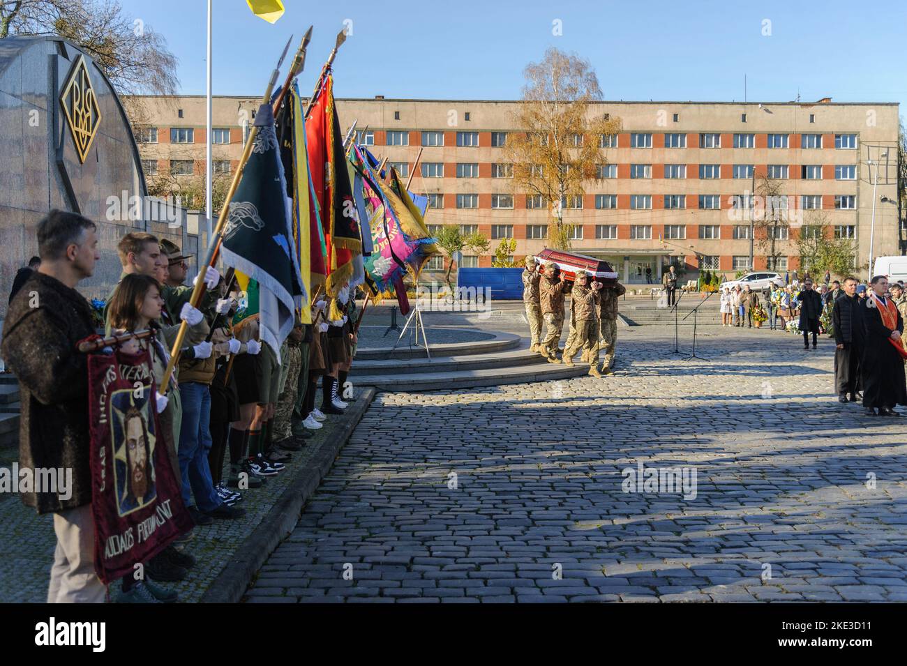 Lviv, Ukraine. 09th Nov, 2022. Members of the Ukrainian Plast scouting ...