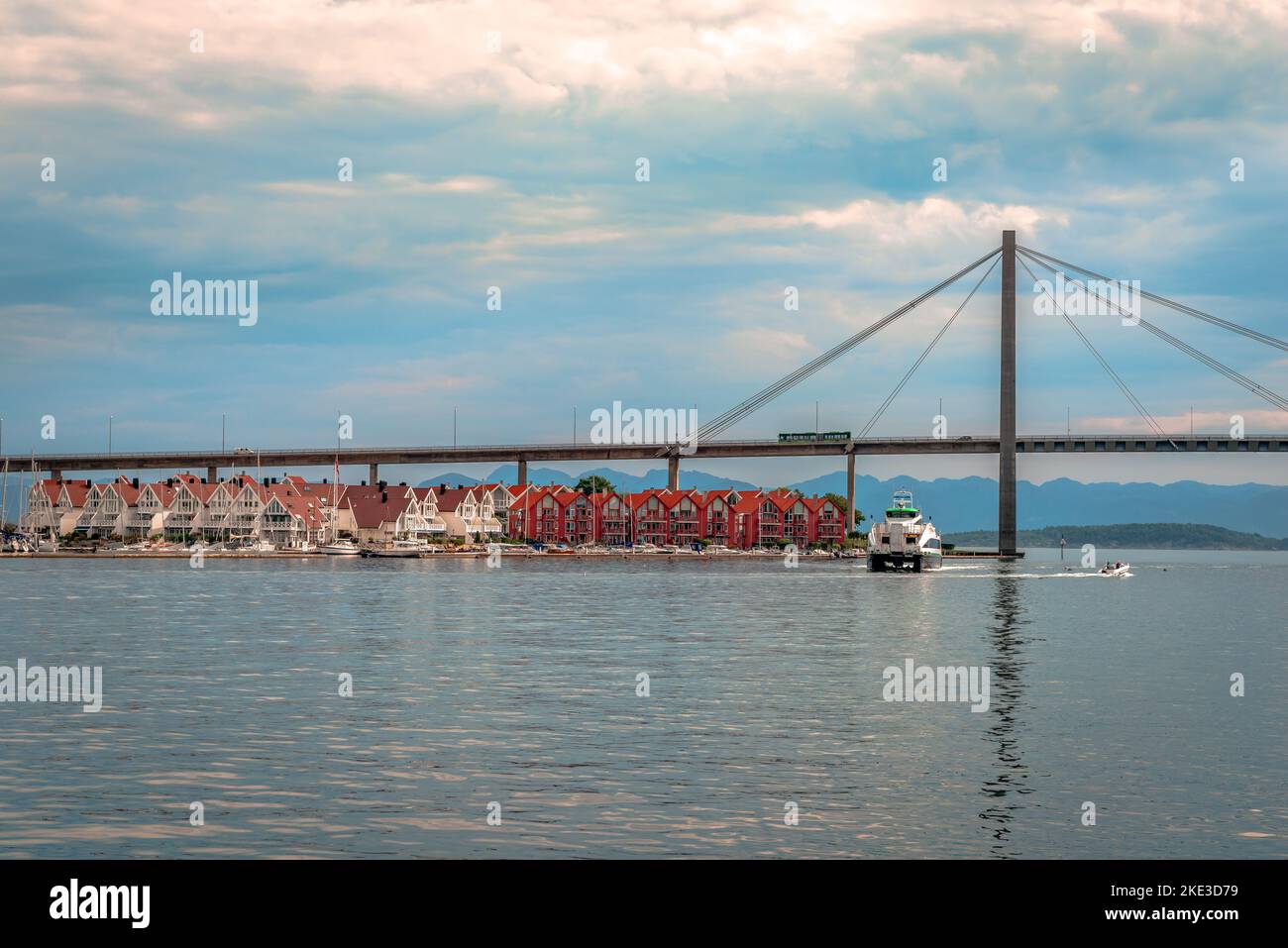 Stavanger City Bridge, a cable-stayed bridge, connecting the city ...