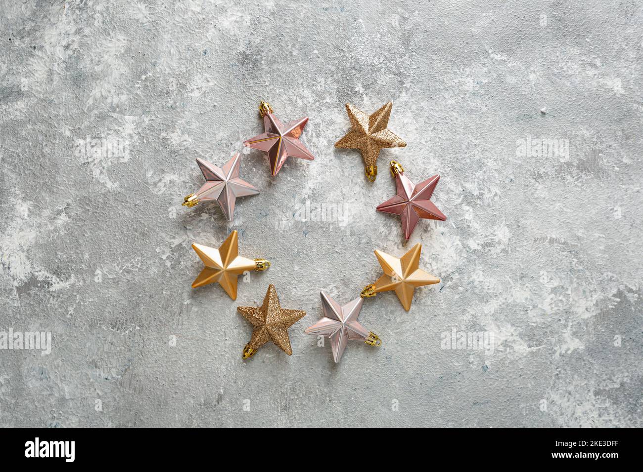 Christmas decorations stars top view holiday concept Stock Photo - Alamy