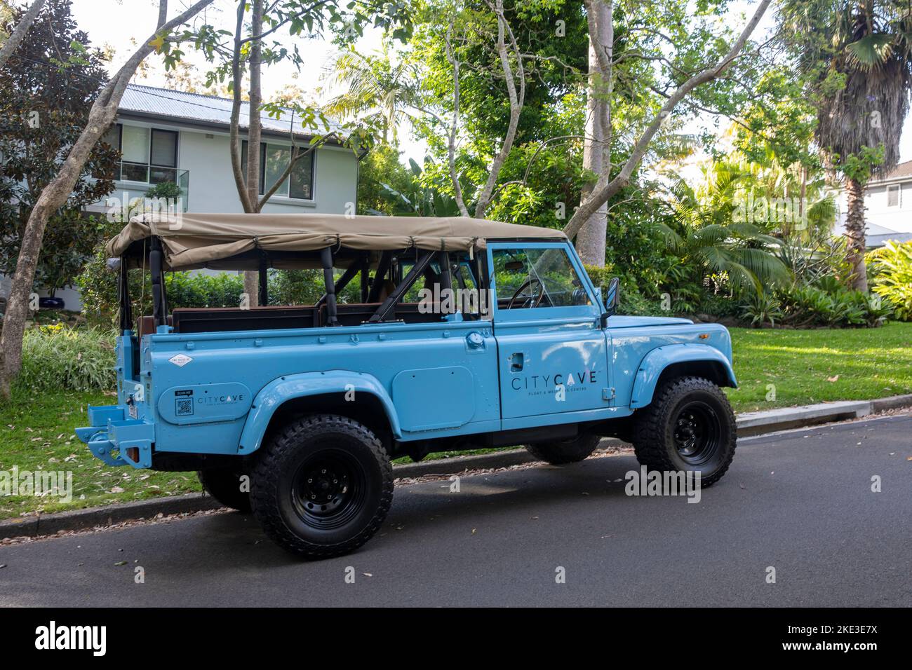 Classic Land Rover Defender in Sydney Australia open sides and canvas ...