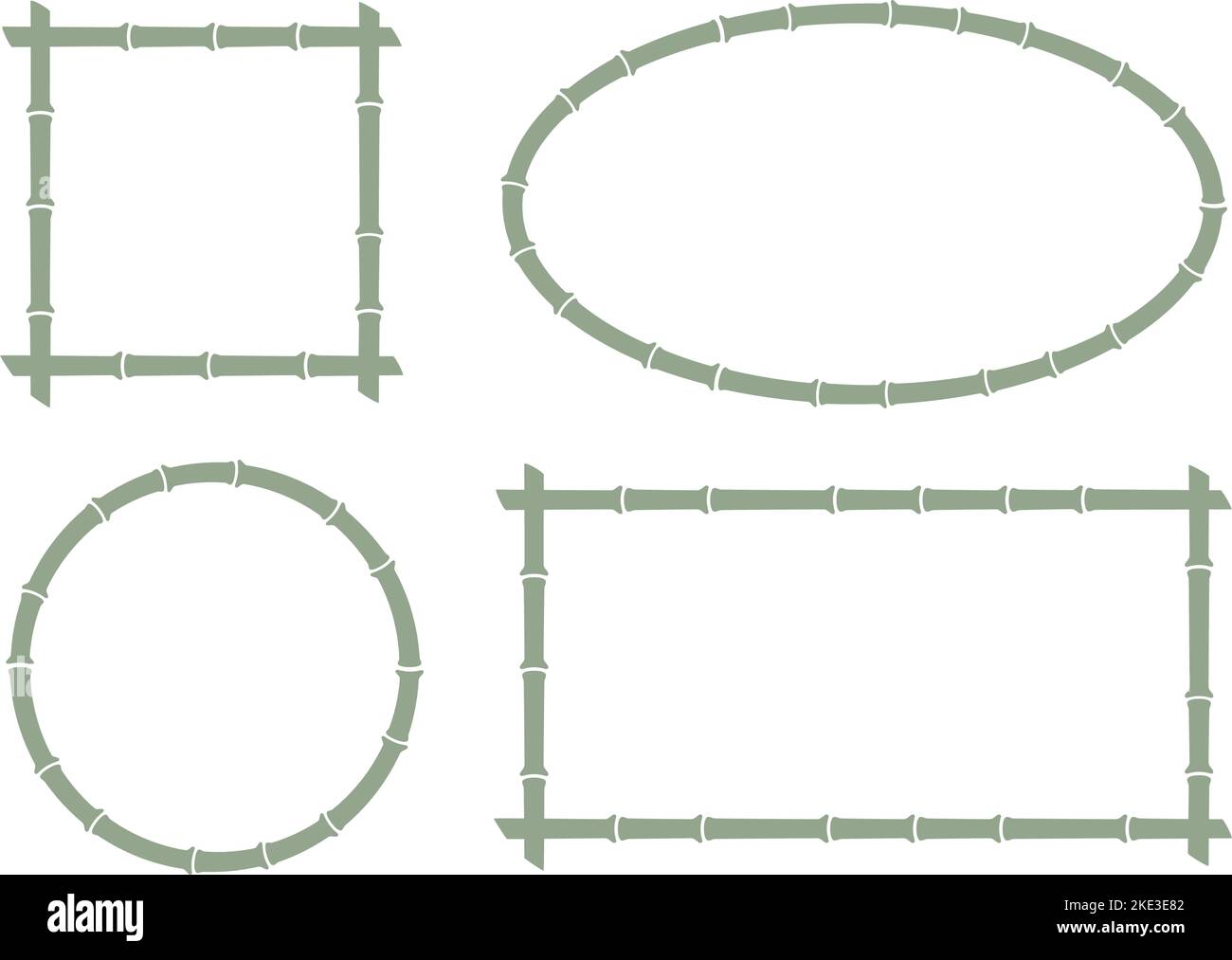 Bamboo stalk circle and rectangle frames. Natural oval and square text ...