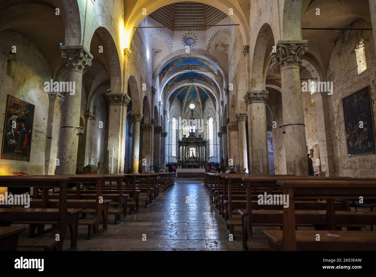 Massa Marittima, Italy - Sept 11, 2022: Interior of cathedral of Saint Cerbonius in Massa ...