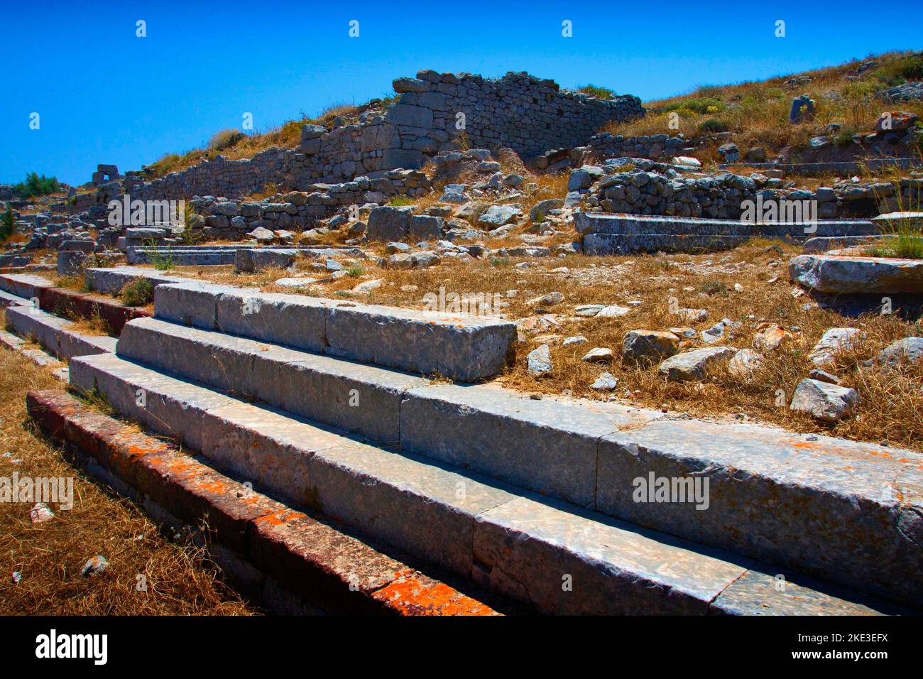 Archaeological site Ancient Thera on the island of Santorini in the ...