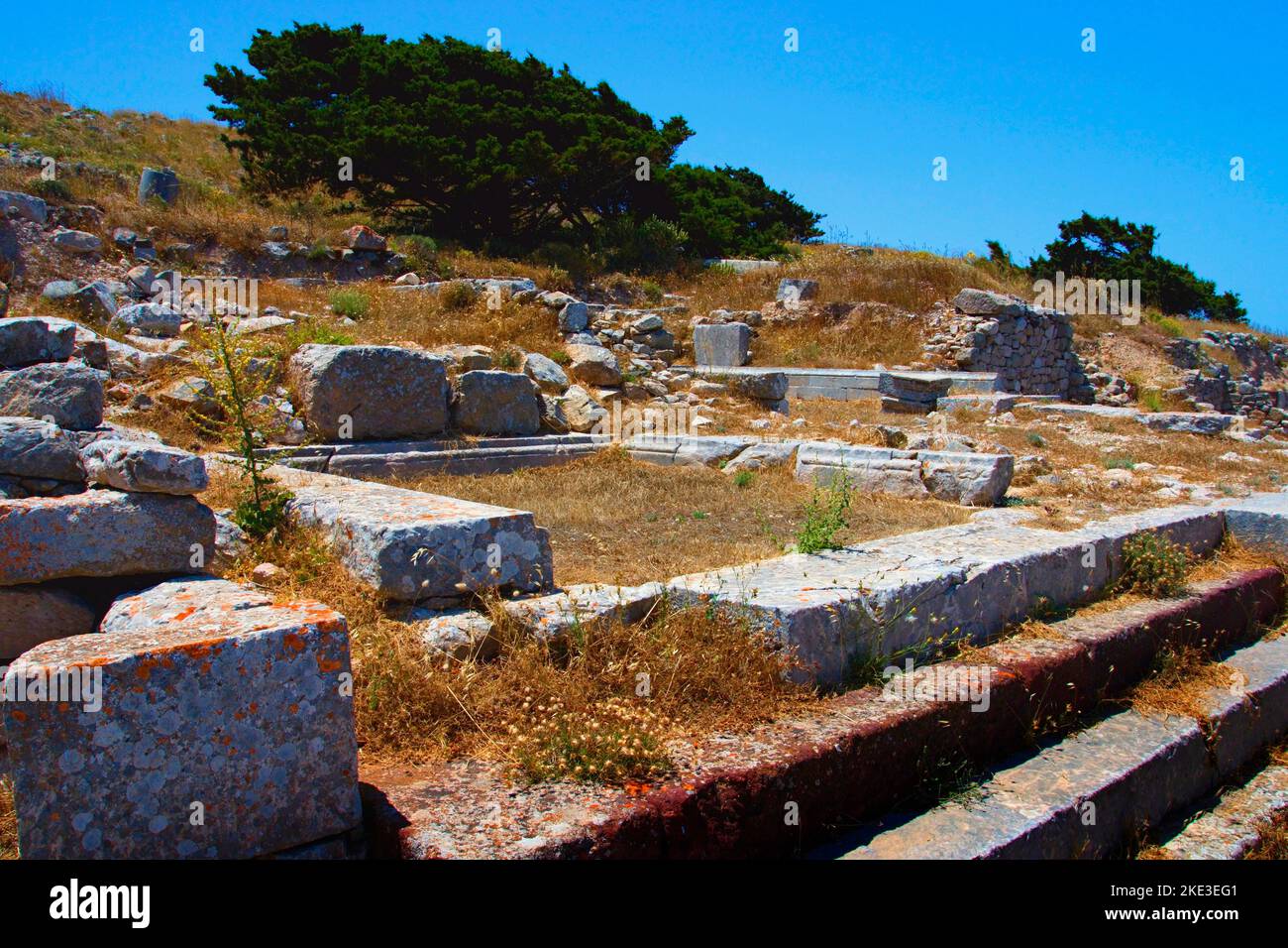 Archaeological site Ancient Thera on the island of Santorini in the ...
