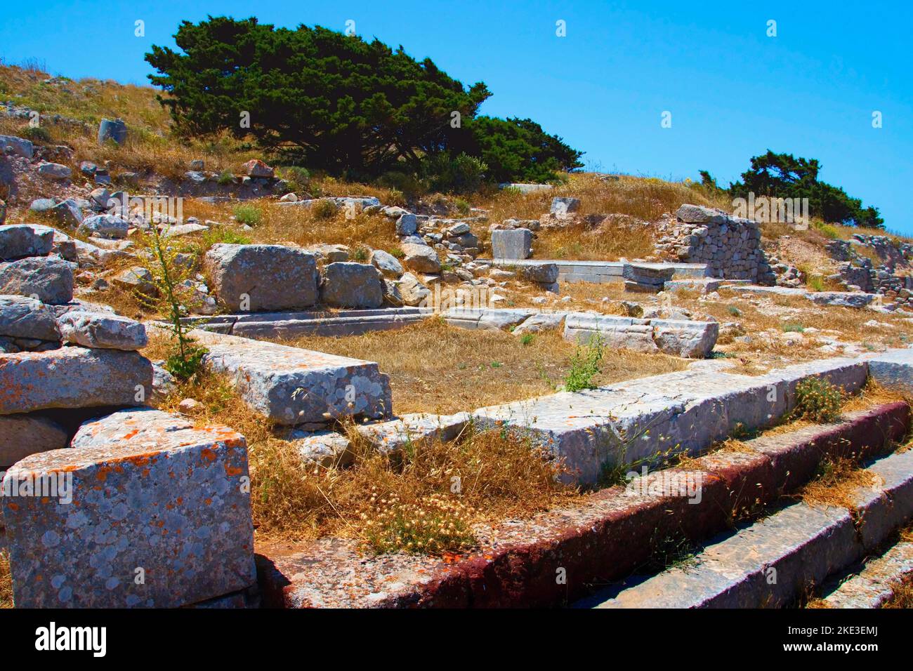 Archaeological site Ancient Thera on the island of Santorini in the ...
