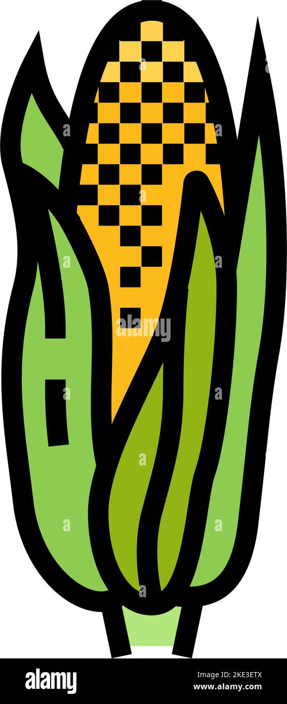 corn cob yellow plant color icon vector illustration Stock Vector Image ...