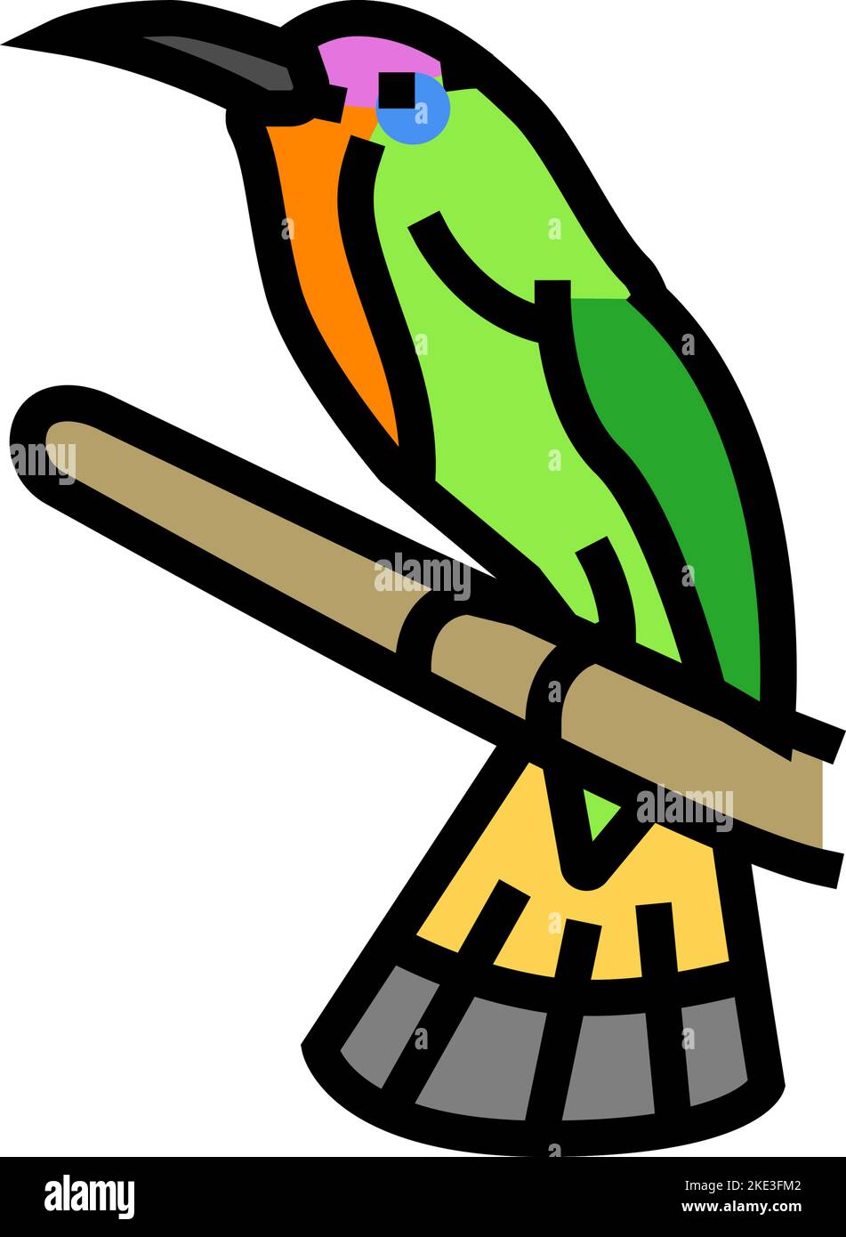 red bearded bee eater bird exotic color icon vector illustration Stock ...