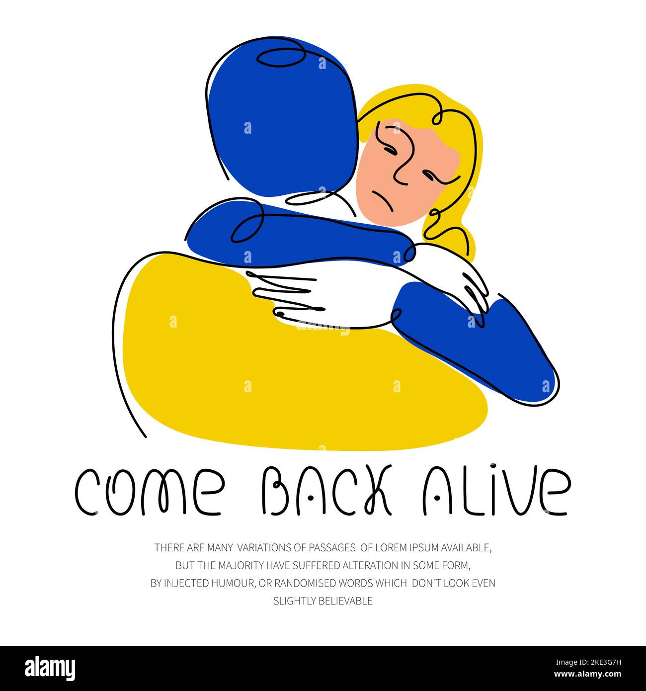 Ukrainian couple hugs, father and daughter and lettering - COME BACK ...