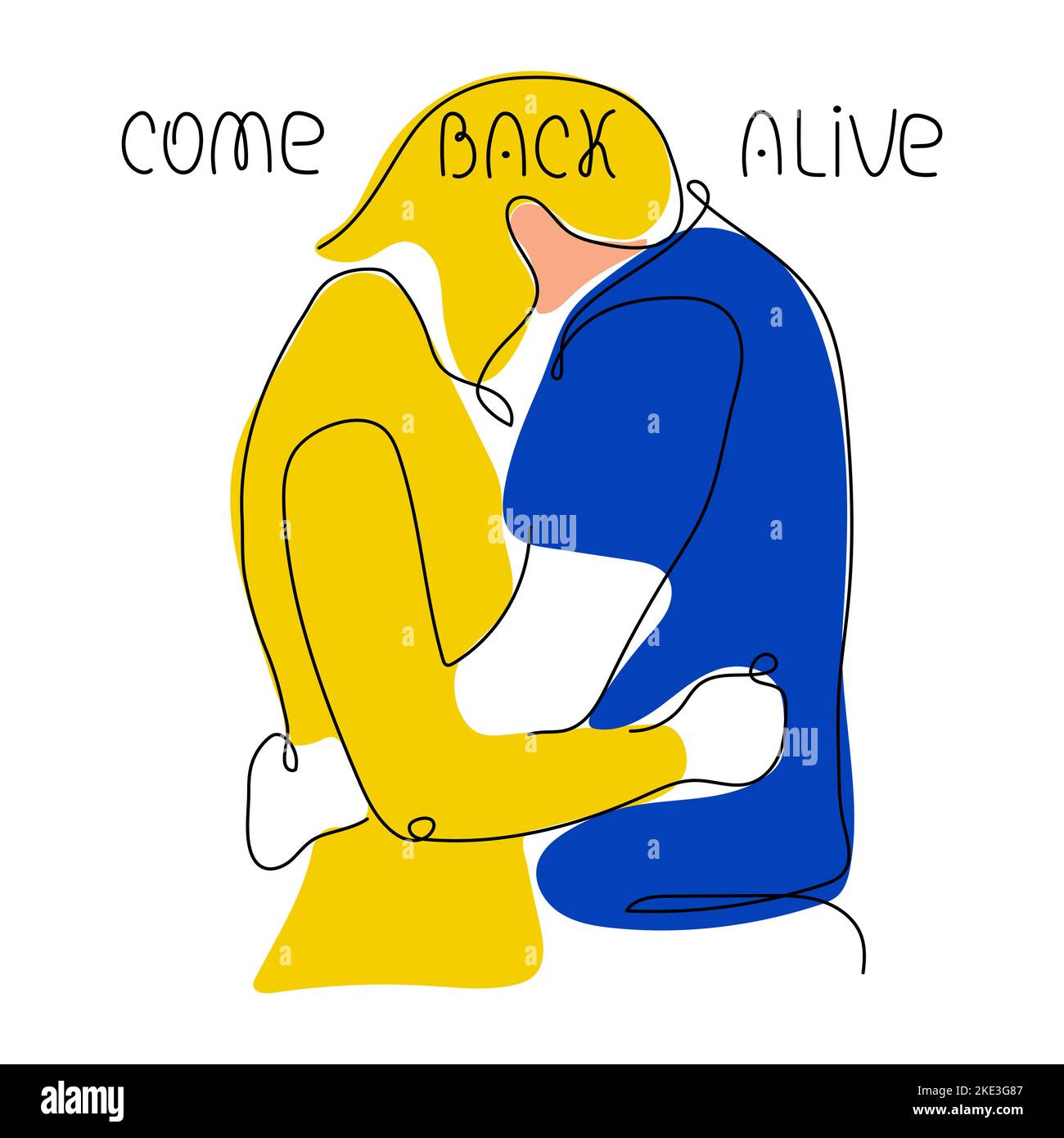 Ukrainian couple hugs and lettering - COME BACK ALIVE. Vector ...