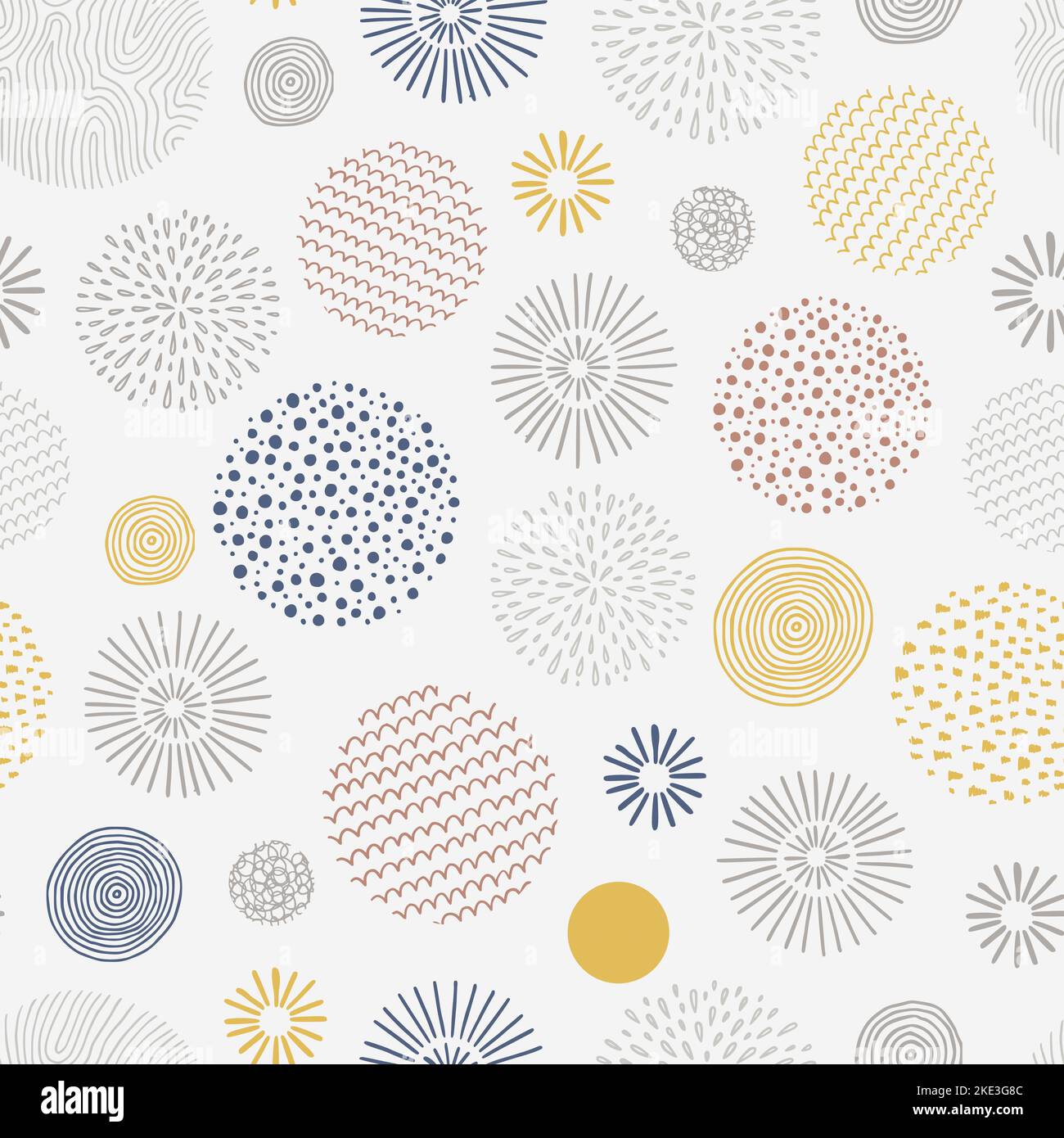 Hand drawn doodle children circle seamless pattern. Doodle style ...