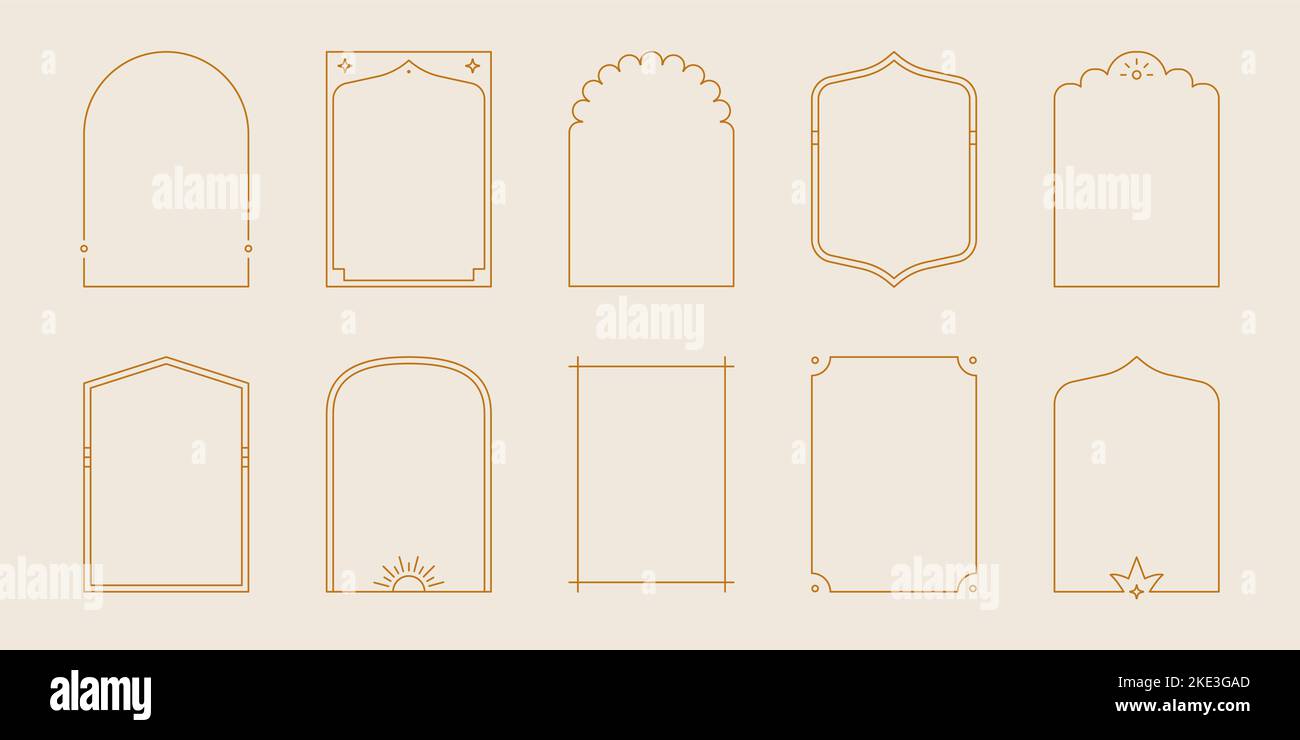 Boho mystic arch frame set. Minimal line style arch, oval shape boho ...