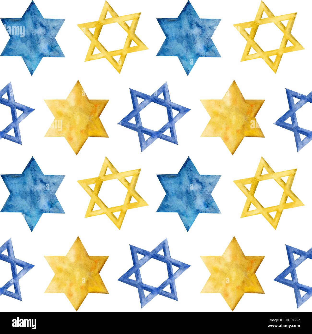 Star of David watercolor seamless pattern for Hanukkah and other Jewish ...