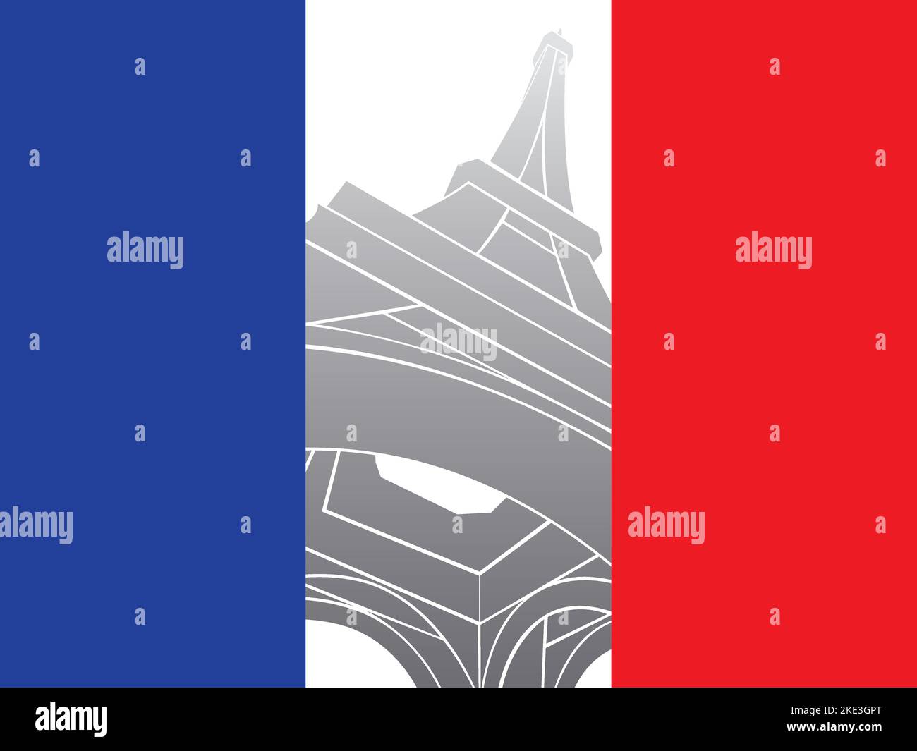 France, fantasy flag with Eiffel tower design, vector illustration ...